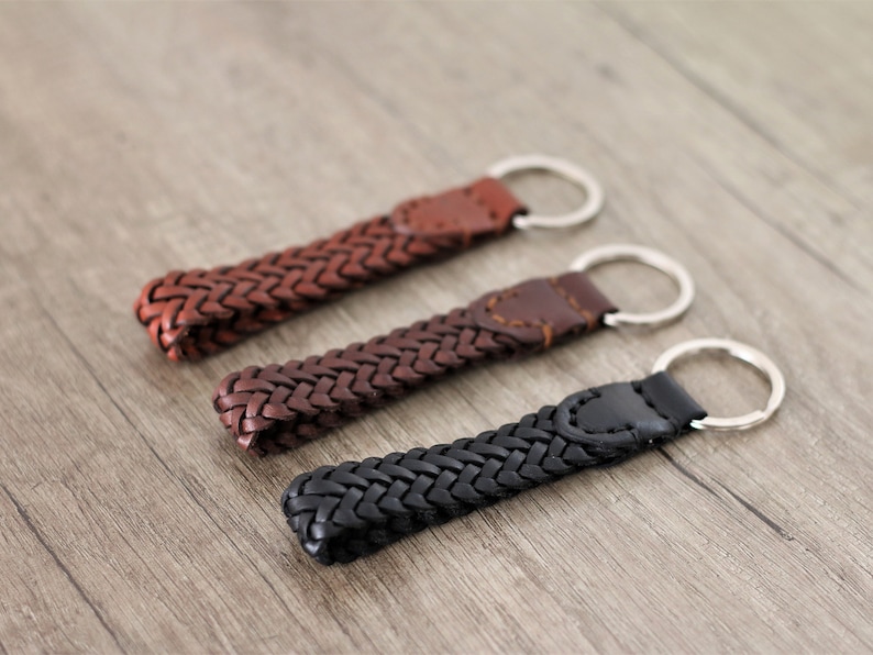 Braided Leather Keychain Usefull Gift Handcrafted Leather - Etsy