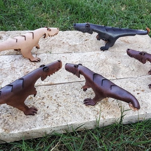 Leather Dinosaur, Handcrafted T-rex Ornament Objects, for Desktop Real ...