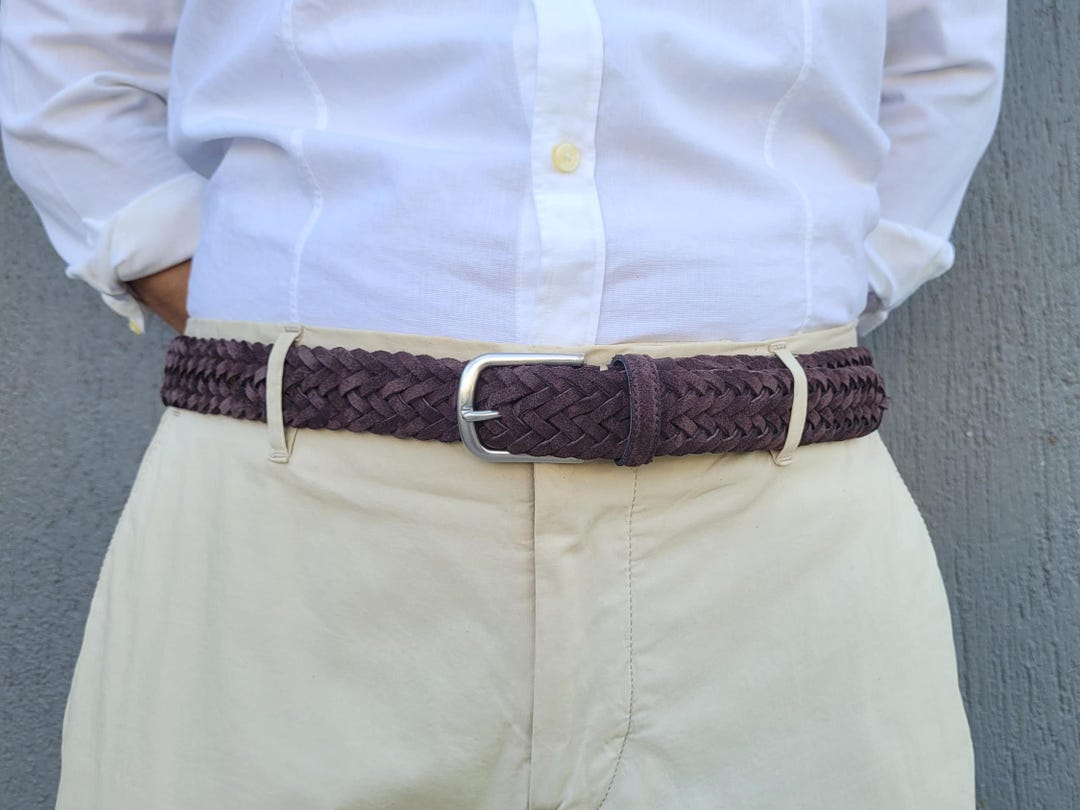Braided Suede Leather Belt for Stylish Men Woven Custom Real Suede Belt ...
