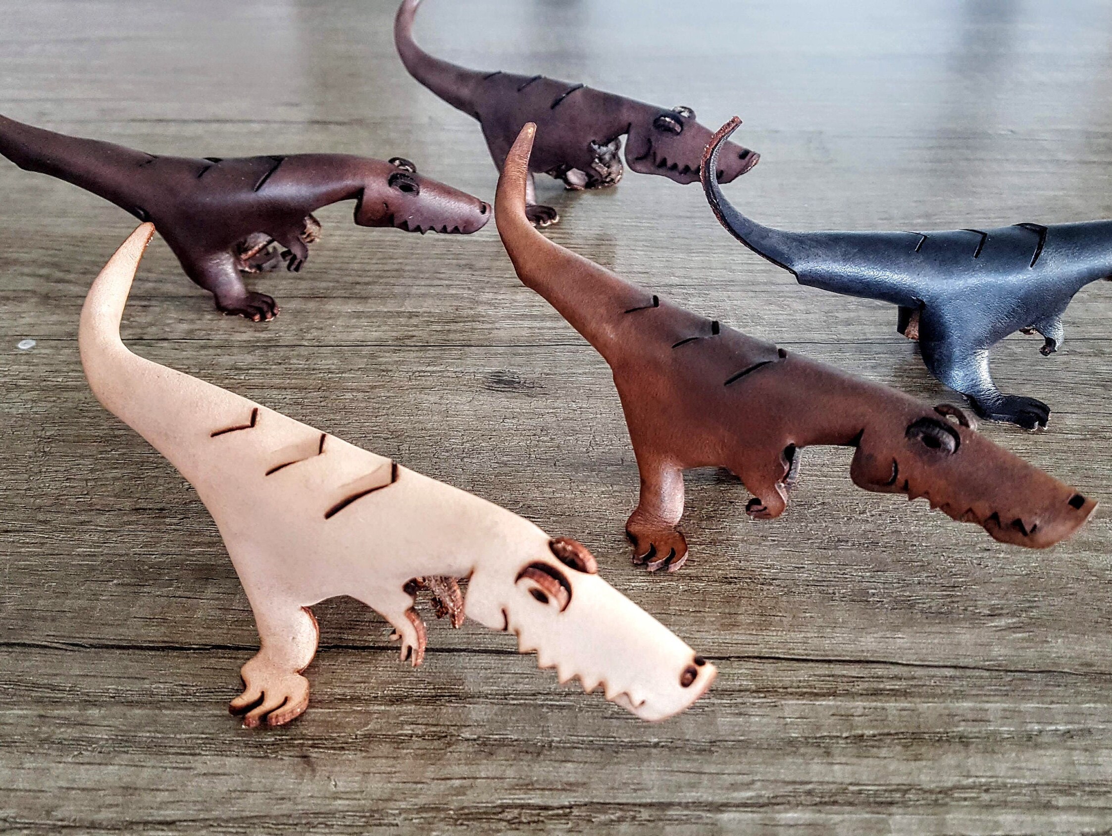 Leather Dinosaur, Handcrafted T-rex Ornament Objects, for Desktop Real ...