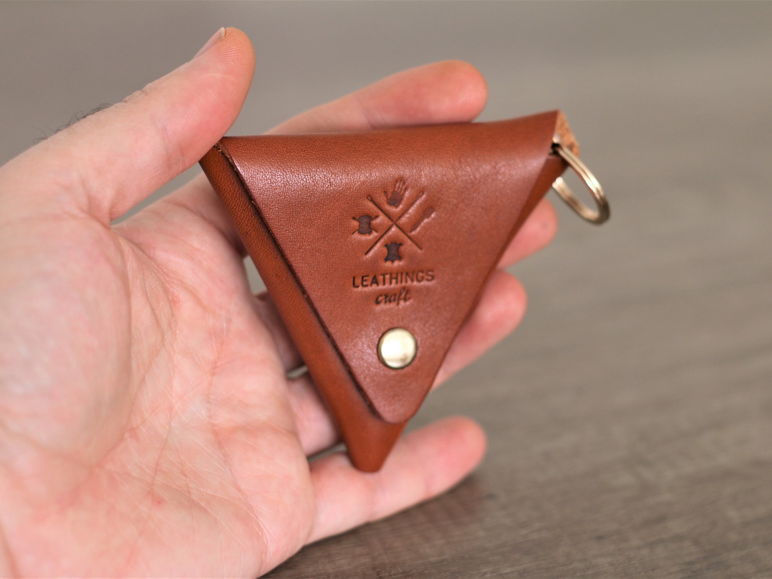 Leather Triangle Tiny Bag Coin Purses Keychain Pouch Free | Etsy