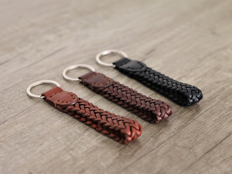 Braid Leather Keychain Handcrafted Leather Goods New Car Gift Key Fob ...