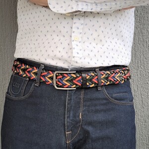 Colorful Braided Belt Real Leather Hand Braid Multicolor Belt Unisex ...