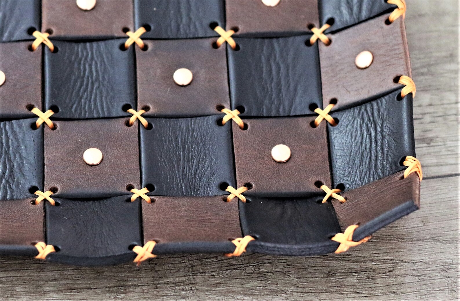 Handcrafted Leather Valet Tray Patch Leather Hand Stitched | Etsy