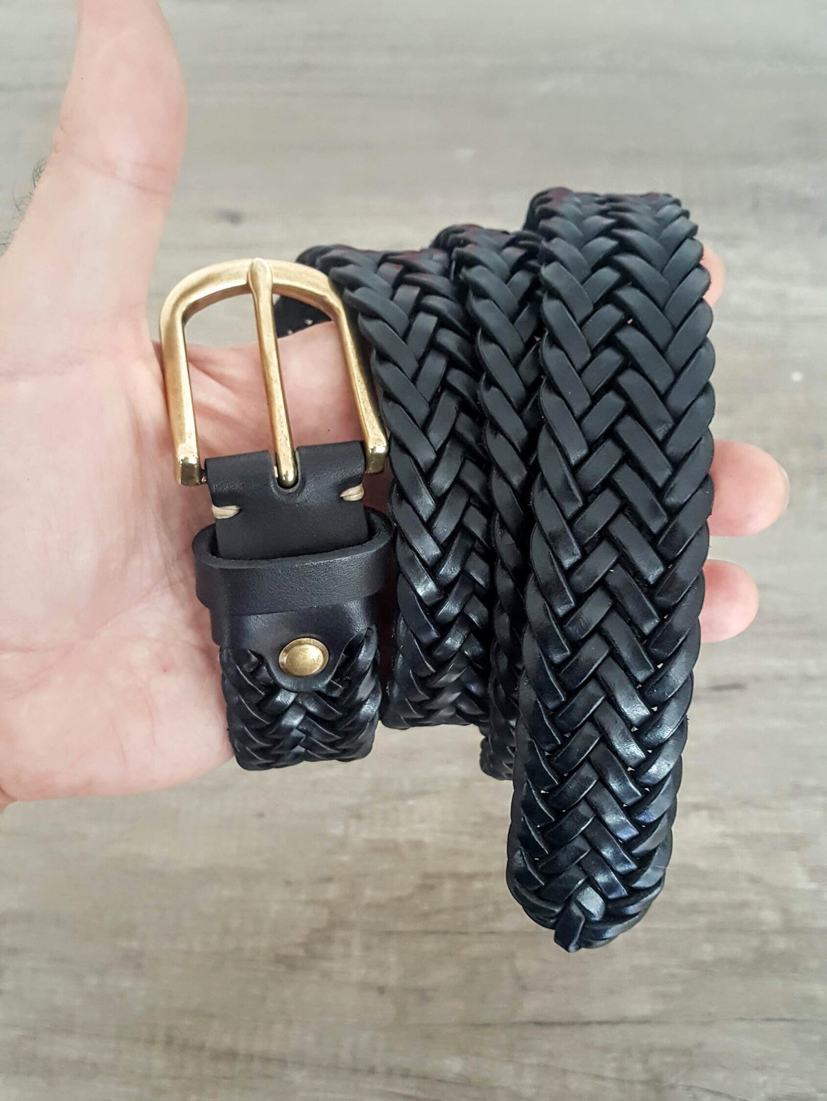Personalized Braid Belt Gold Color Hardware Leather Braided Belt ...