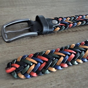 Colorful Braided Belt Real Leather Hand Braid Multicolor Belt Unisex ...