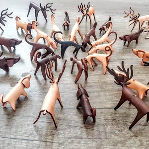 Little Animal Ornaments, Natural Leather Keychain Animal Toy's, Keyring ...