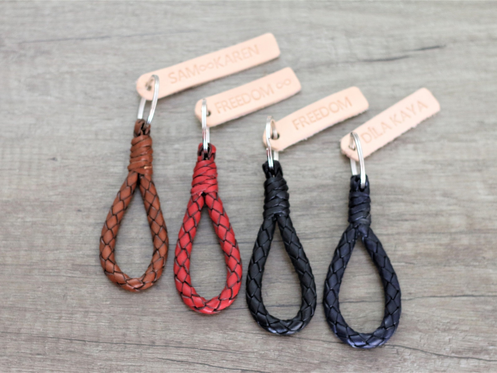 Personalized Gift Braid Keychain Customizable Leather Hand - Etsy