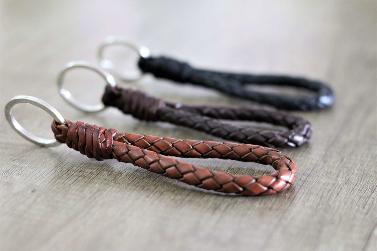 Rope Braid Leather Keychain for Father's Gift New Car Gift | Etsy