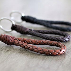 Rope Braid Leather Keychain for Father's Gift New Car Gift Key Fob ...