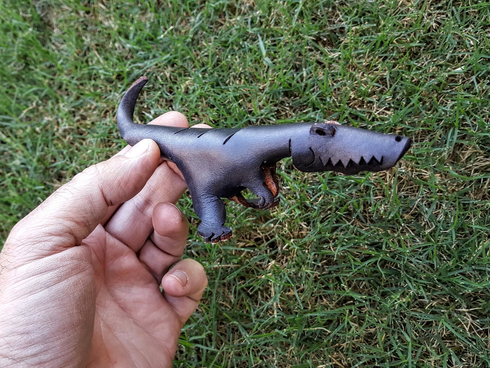 Leather Dinosaur, Handcrafted T-rex Ornament Objects, for Desktop Real ...