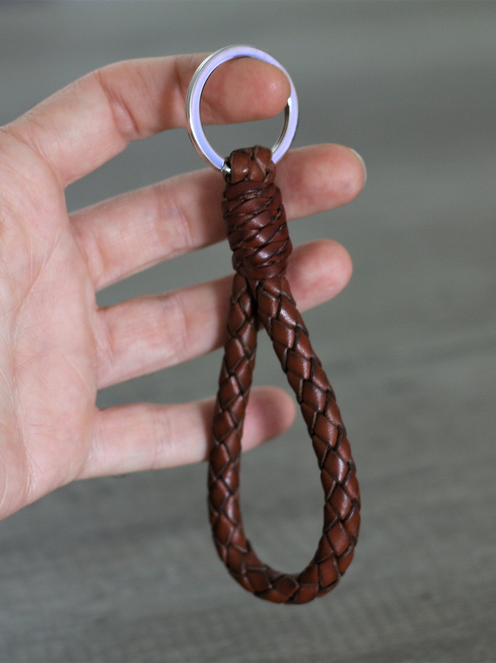 Braided Leather Keychain unique gift for New Car home hand | Etsy