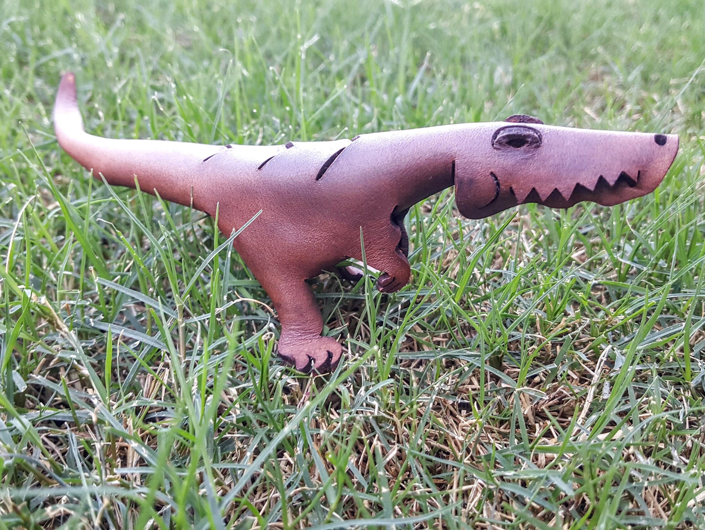 Leather Dinosaur, Handcrafted T-rex Ornament Objects, for Desktop Real ...