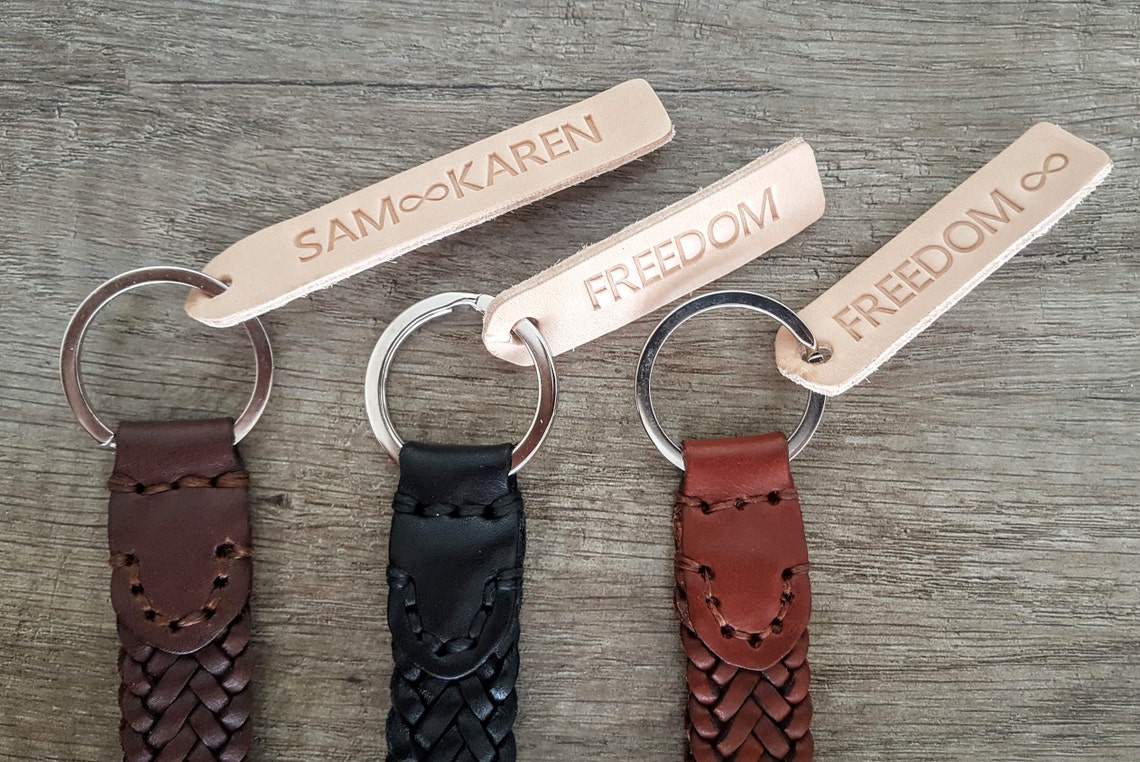 Personalized Leather Braid Keychain Custom Braided Key Fob | Etsy