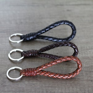 Rope Braid Leather Keychain for Father's Gift New Car Gift Key Fob ...
