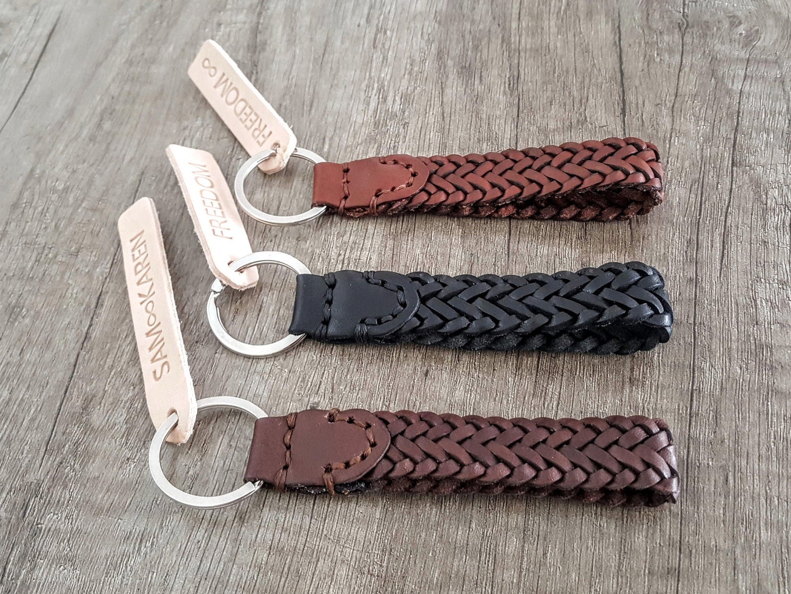 Personalized Leather Braid Keychain Custom Braided Key Fob - Etsy