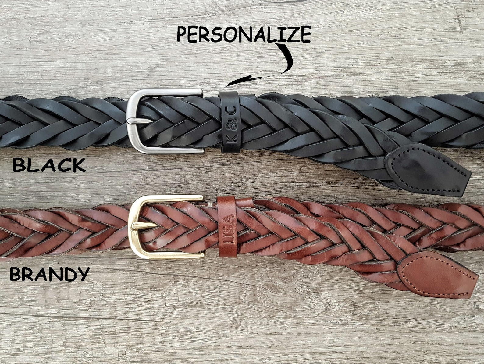 Leather Braid Belt Custom Hand Braided Belt for Women Mens, With Name ...