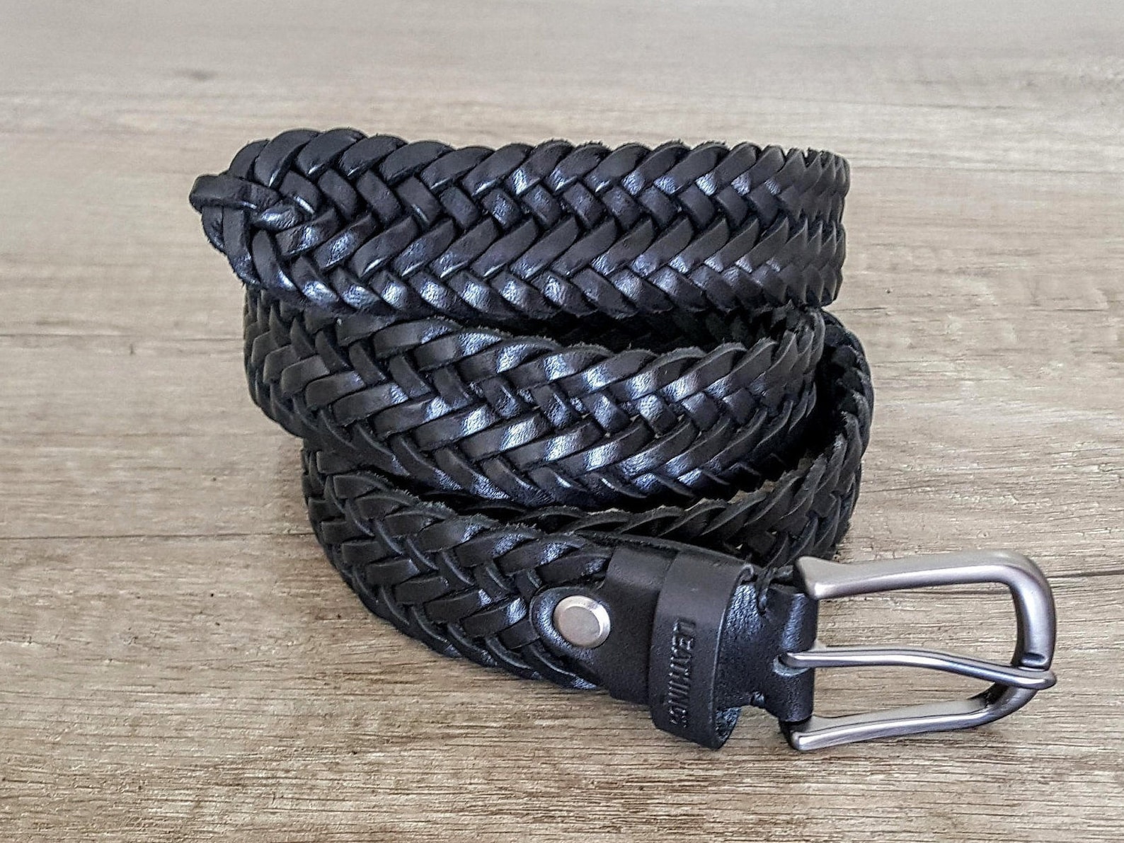 Braided Leather Belt Handcrafted Real Full Grain Black Braid - Etsy