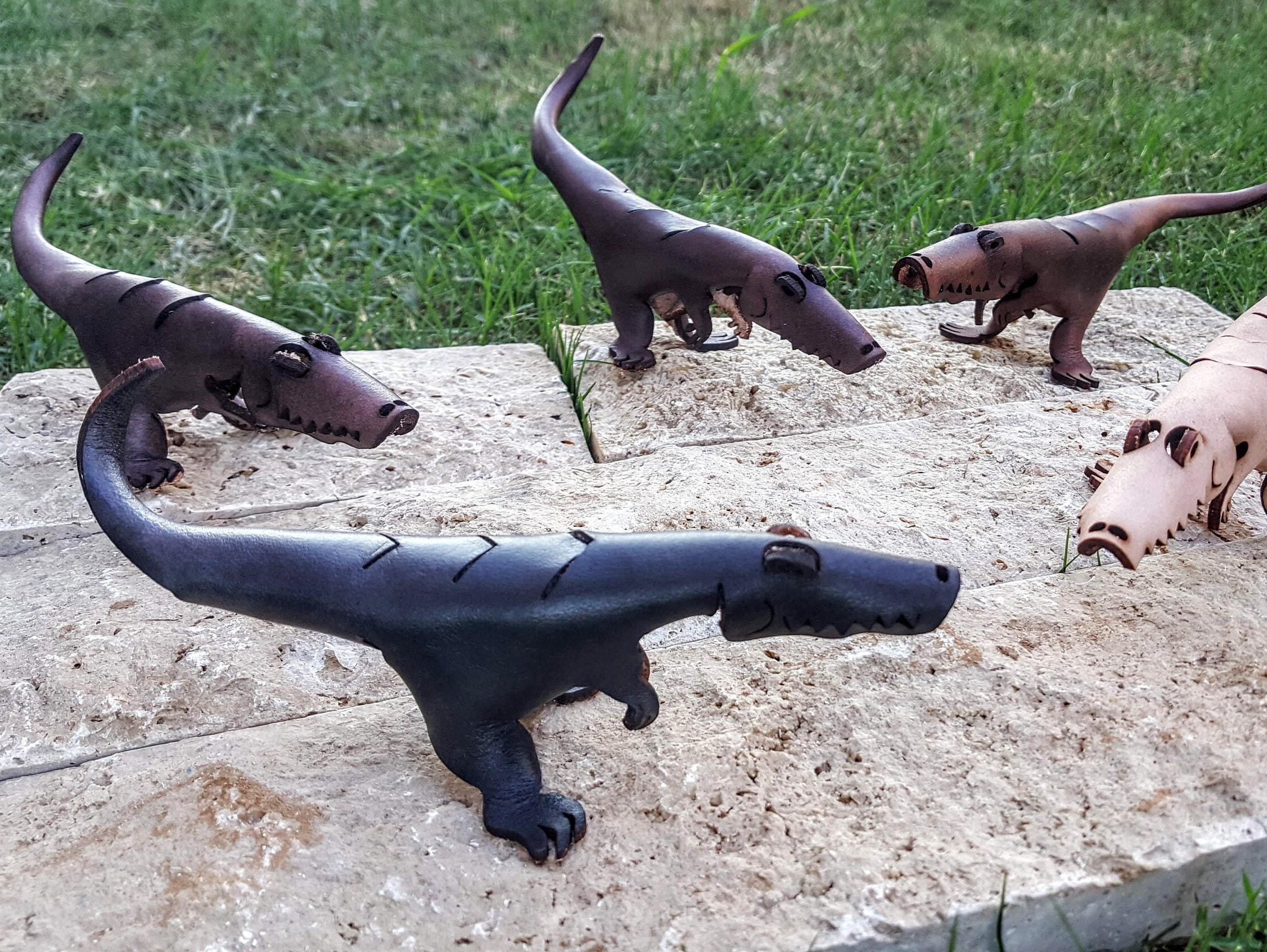 Leather Dinosaur, Handcrafted T-rex Ornament Objects, for Desktop Real ...