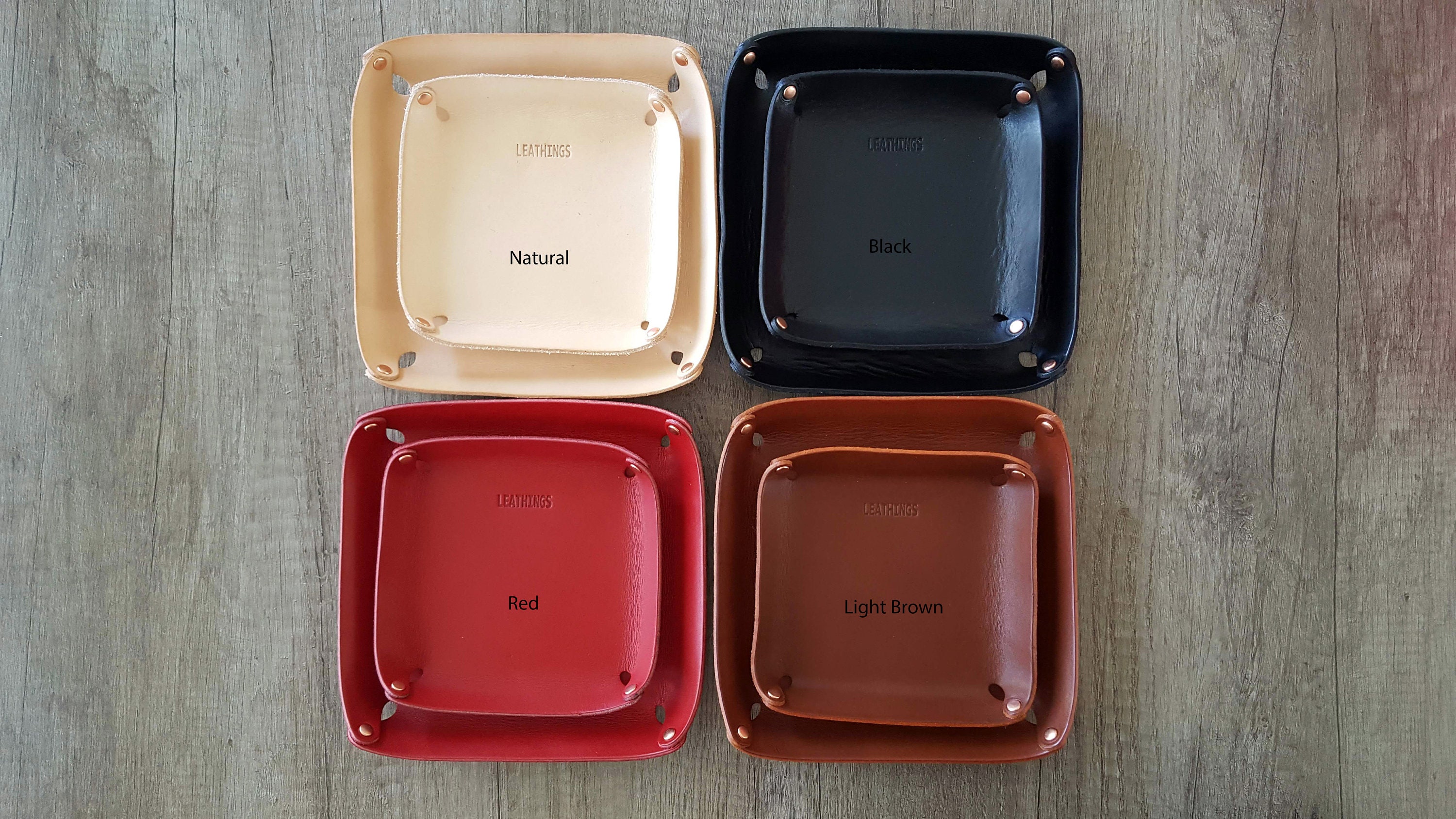 Leather Valet Tray Decorative Catch All Bowl Office Desk Organiser ...