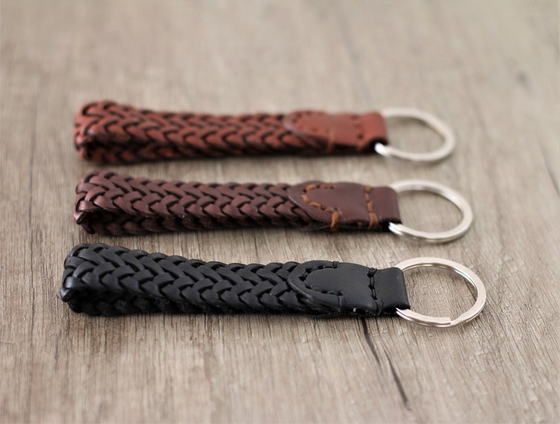 Braided Leather Keychain Usefull Gift Handcrafted Leather | Etsy