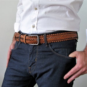 Personalized Braided Belt, Custom Leather Hand Braid Jeans Belt ...