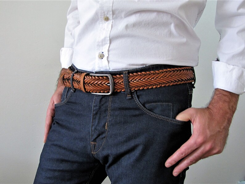 Personalized Braided Belt, Custom Leather Hand Braid Jeans Belt ...