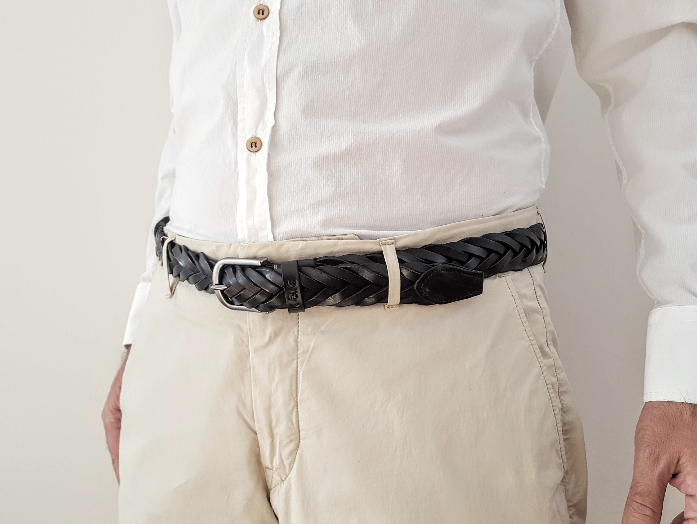 Leather Braid Belt Custom Hand Braided Belt for Women Mens, With Name ...