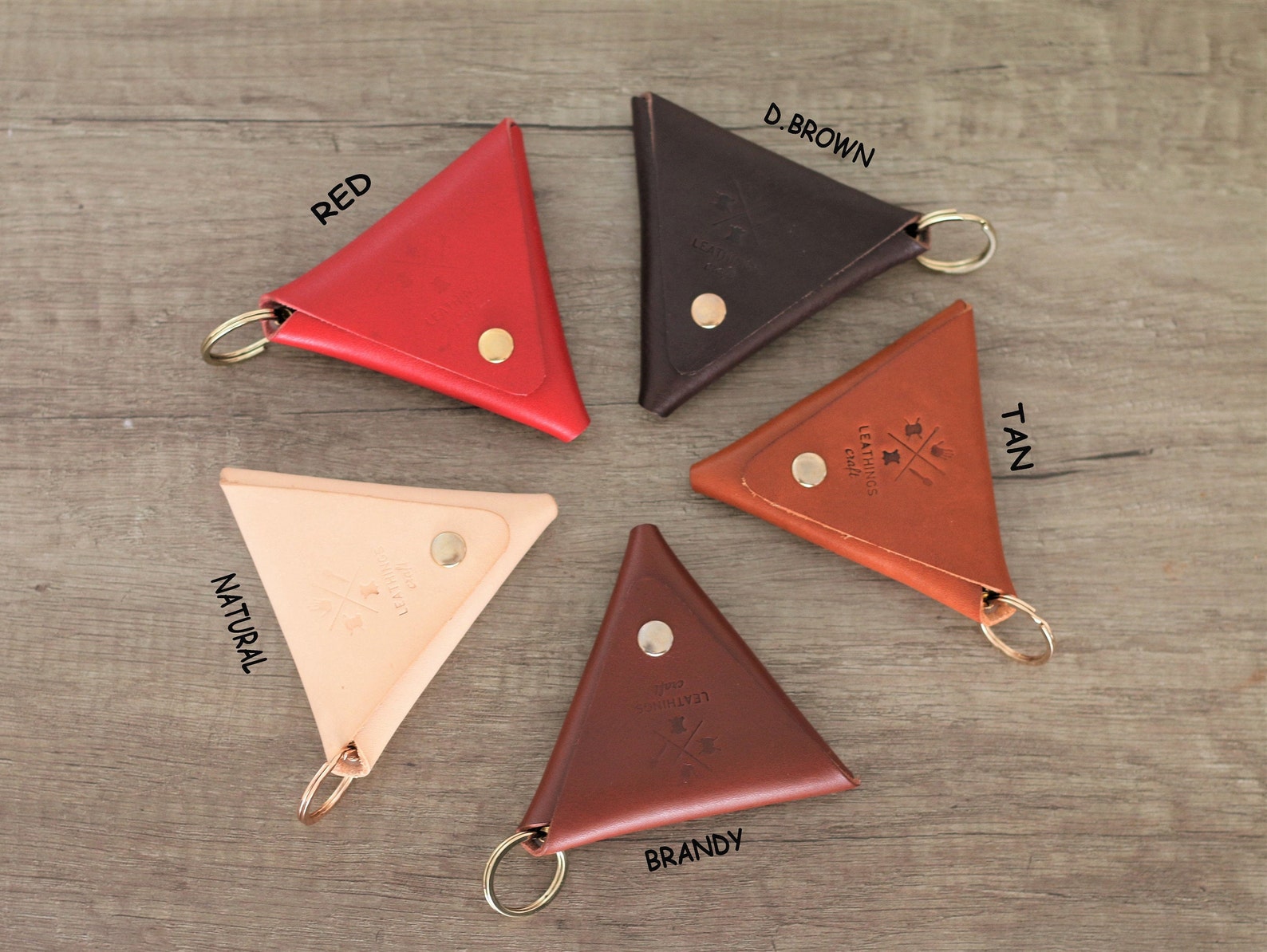 Leather Triangle Tiny Bag Coin Purses Keychain Pouch Free Personalized ...