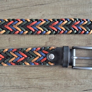 Colorful Braided Belt Real Leather Hand Braid Multicolor Belt Unisex ...