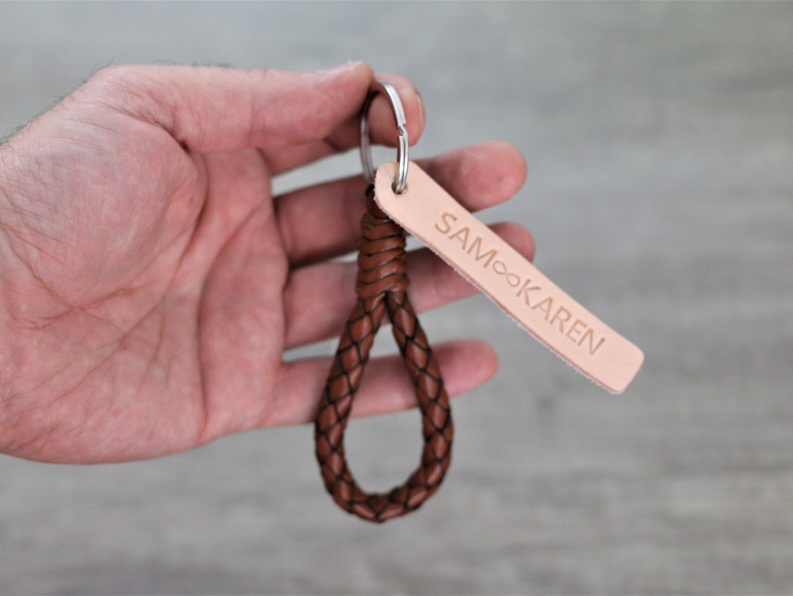 Personalized Gift Braid Keychain Customizable Leather Hand - Etsy