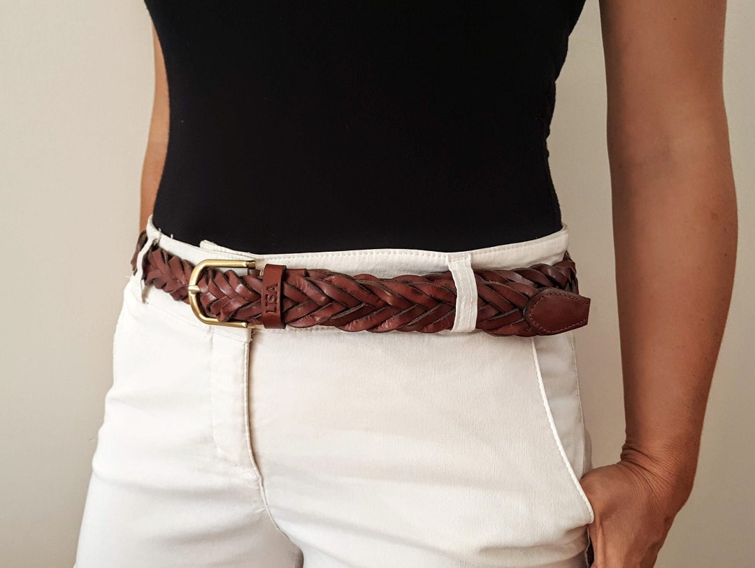 Leather Custom Braided Women Belt, Name Printable Personalized Belts ...