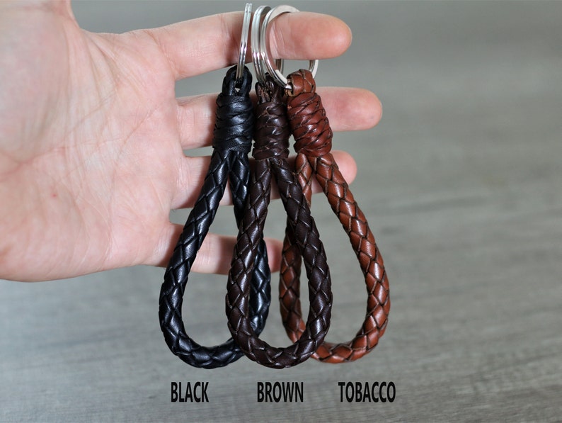 Braided Leather Keychain Unique Gift for New Car Home Hand Woven Key ...