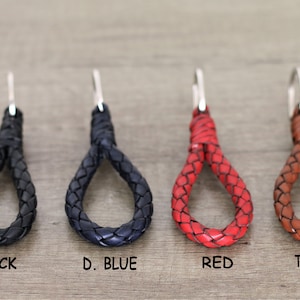 Personalized Gift Braid Keychain, Customizable Leather Hand Braided ...