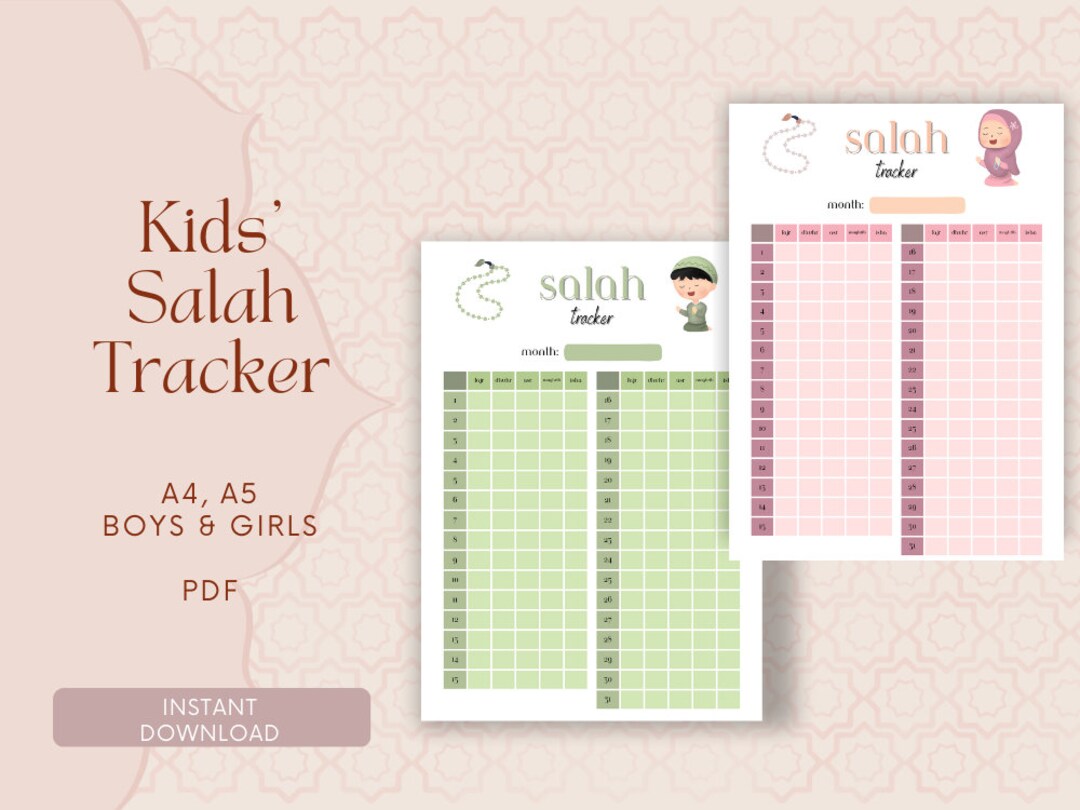 Kids Salah Tracker Bundle, Muslim Prayer Tracker Printable - Etsy