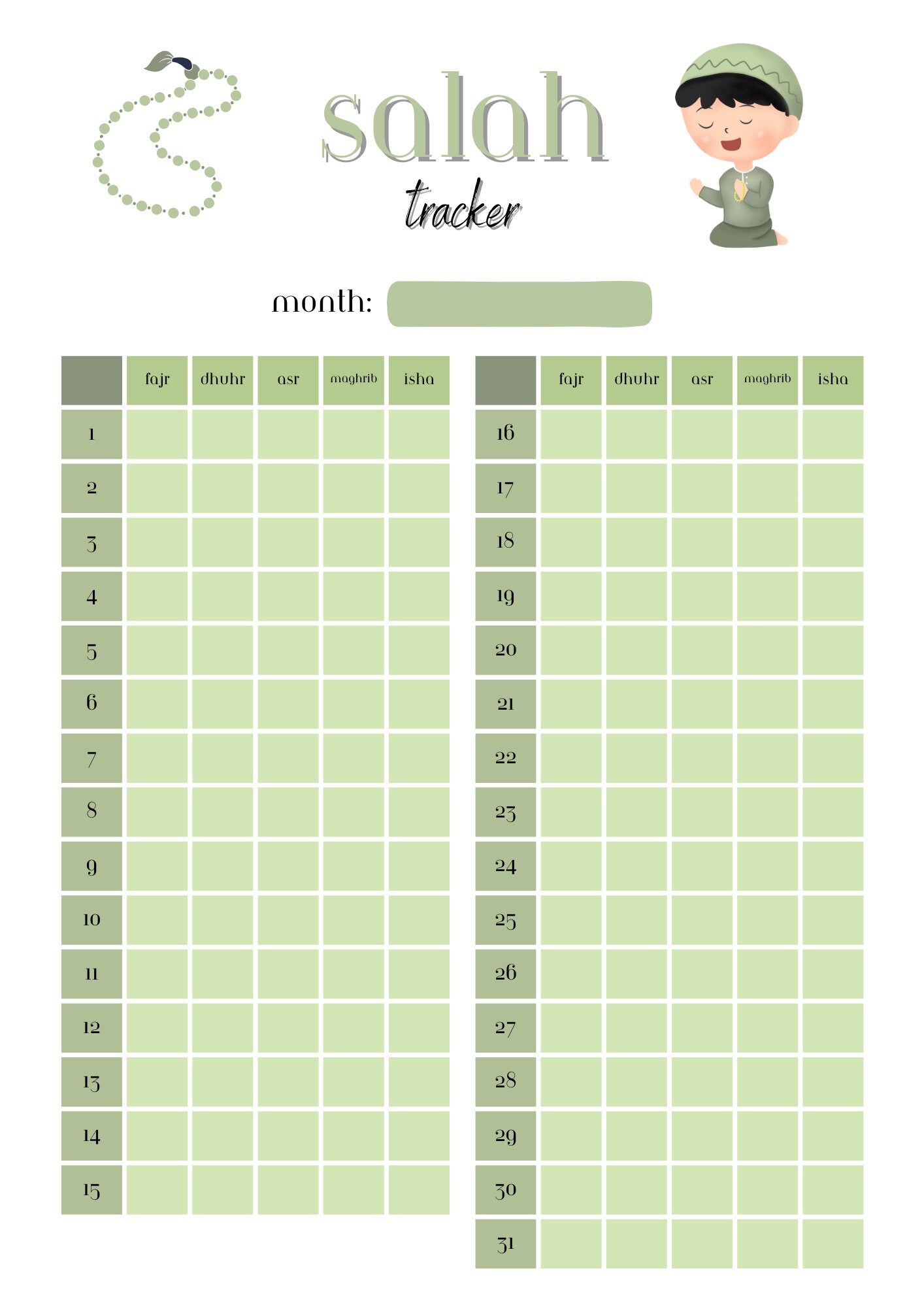 Kids Salah Tracker Bundle, Muslim Prayer Tracker Printable - Etsy