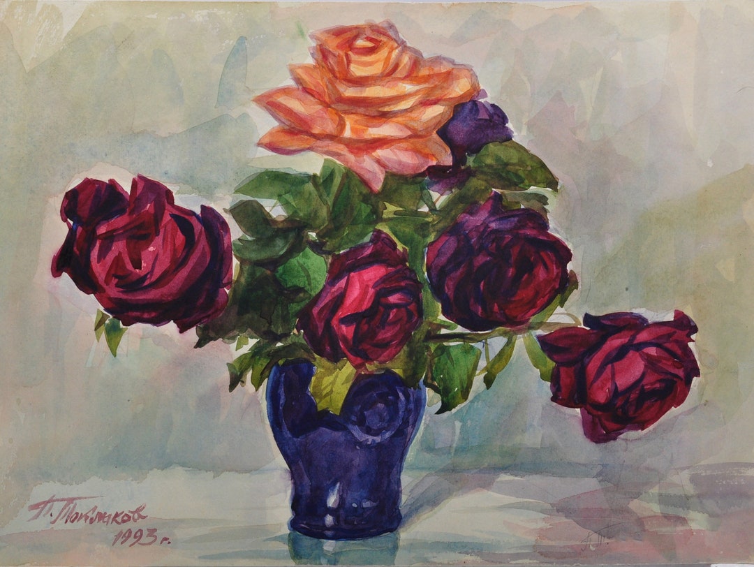 Original Watercolor Painting, Mid-century, Ukrainian Artist Pavel Tokmakov, Impressionist ...