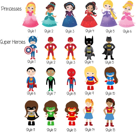 Personalized Kid's Princess and Superhero Collection - Etsy