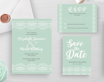 Mint Wedding Invite | Etsy
