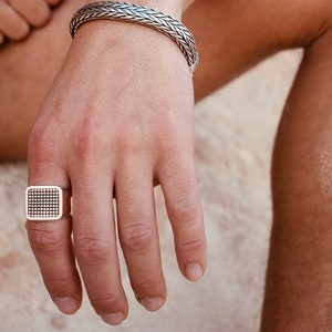 Square Rings Men/ Silver Square Signet/ Mens Square Signet Ring/ Mens ...