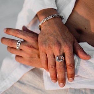 Mens Triangle Ring/ Triangle Ring Men/ Triangle Silver Ring/ Chunky ...