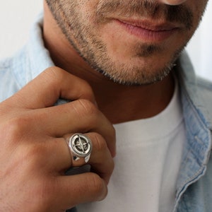 Compass Rose Signet Ring/ Compass Ring/ Mens Compass Ring/ Compass ...