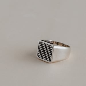 Square Rings Men/ Silver Square Signet/ Mens Square Signet Ring/ Mens ...
