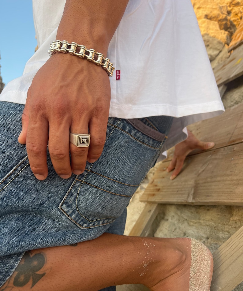 Square Signet Ring Men/ Mens Signet Ring Pattern/ Mens Square - Etsy