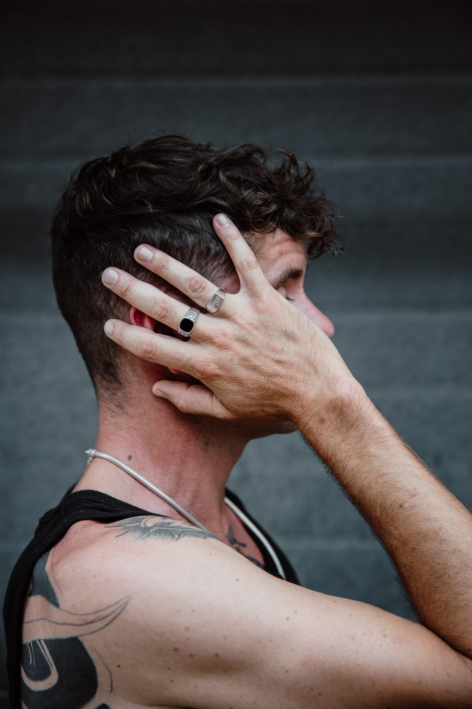 Men Onyx Rings/ Squircle Onyx Ring/ Black Onyx Signet/ Silver Onyx Men ...