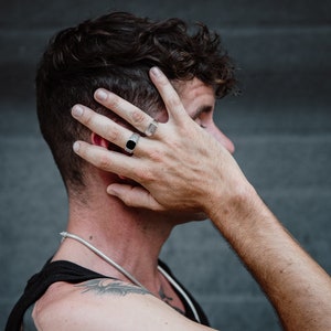 Men Onyx Rings/ Squircle Onyx Ring/ Black Onyx Signet/ Silver Onyx Men ...