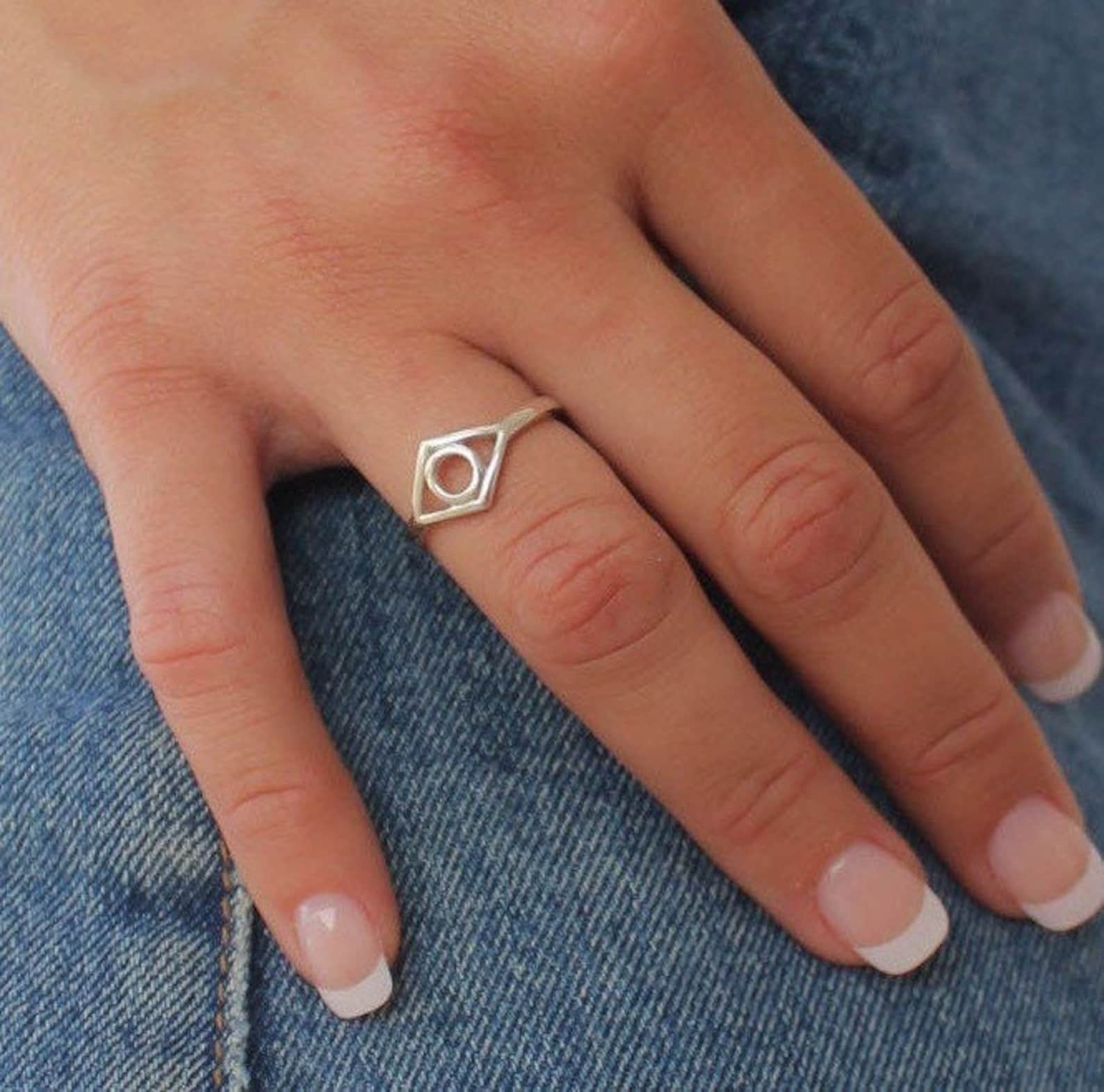Women Silver Ring/ Eye 925 Silver Ring/ Minimal Sterling Silver Ring ...