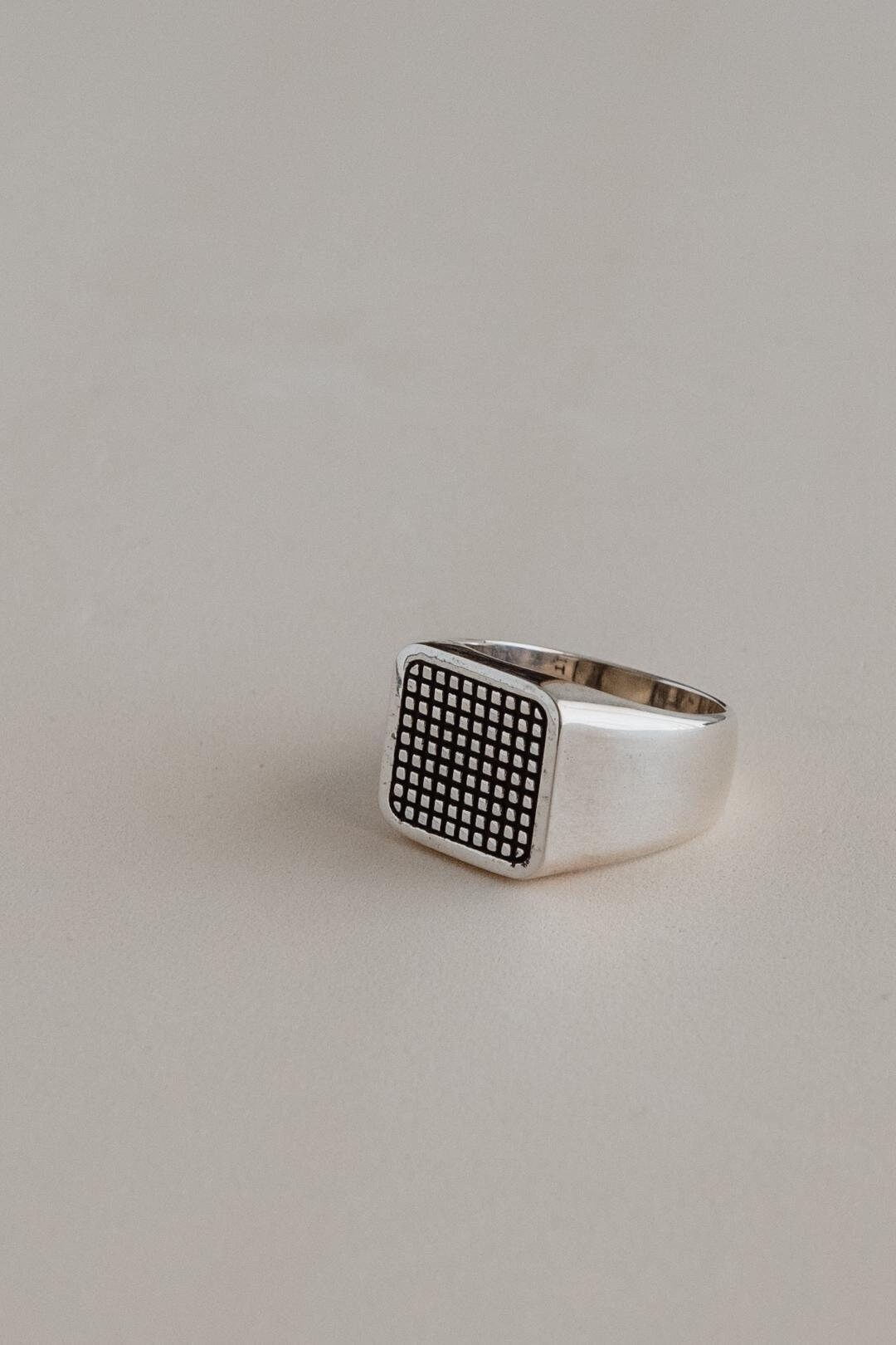 Square Signet Ring/ Signet Ring Men/ Signet Square Ring/ Silver Signet ...