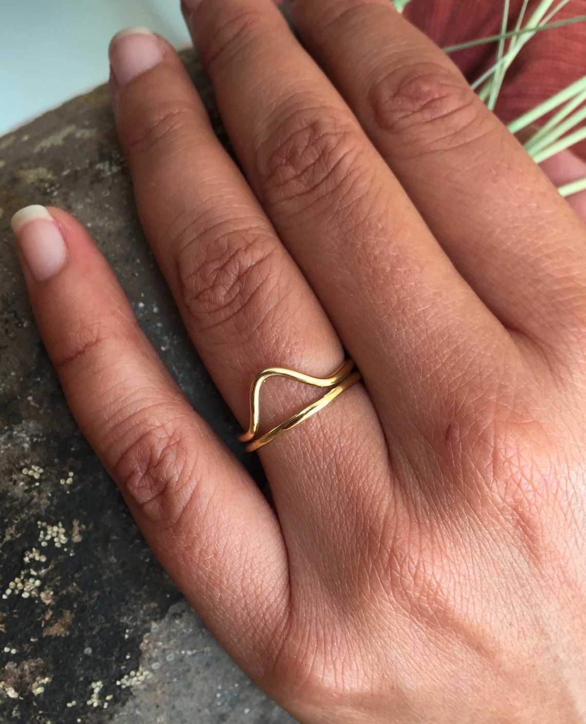V brass ring/ triangle brass ring/ women's brass ring/ | Etsy