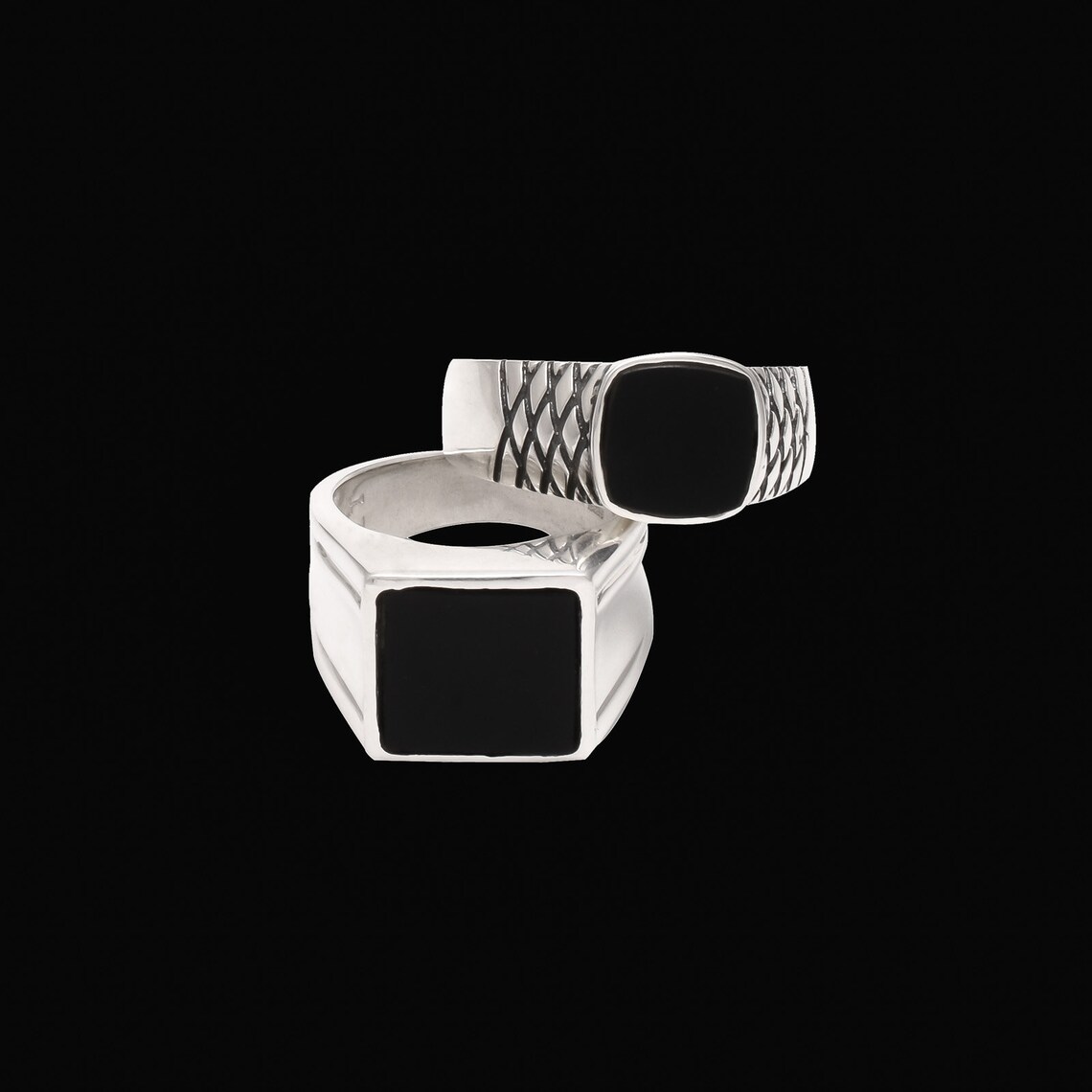 Men Onyx Rings/ Squircle Onyx Ring/ Black Onyx Signet/ Silver Onyx Men ...